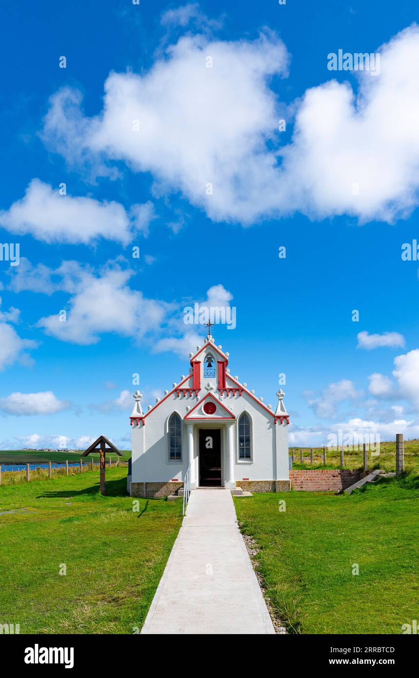 Exterior view of the Italian Chapel on Lamb Holm island in Orkney ...
