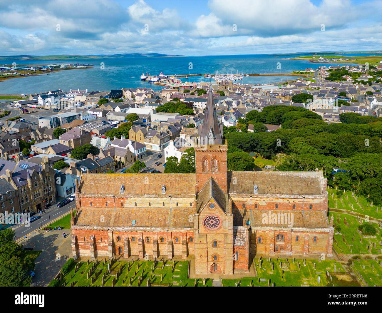 Aerial view of St Magnus Cathedral in Kirkwall, Mainland, Orkney Islands, Scotland, UK Stock ...