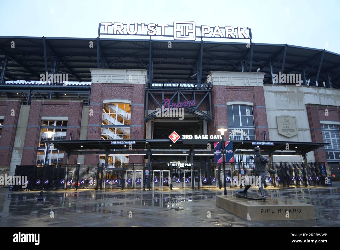 A general overall view of statue of former Atlanta Braves pitcher Phil ...