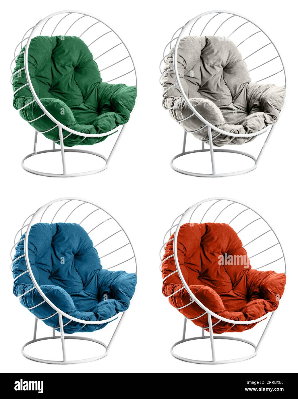 Set of modern comfortable armchairs in different colors on white ...