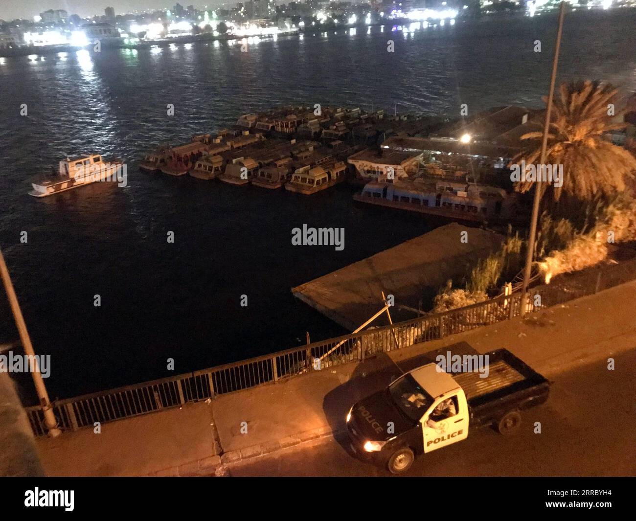 211010 -- GIZA EGYPT, Oct. 10, 2021 -- A boat is seen during a search ...