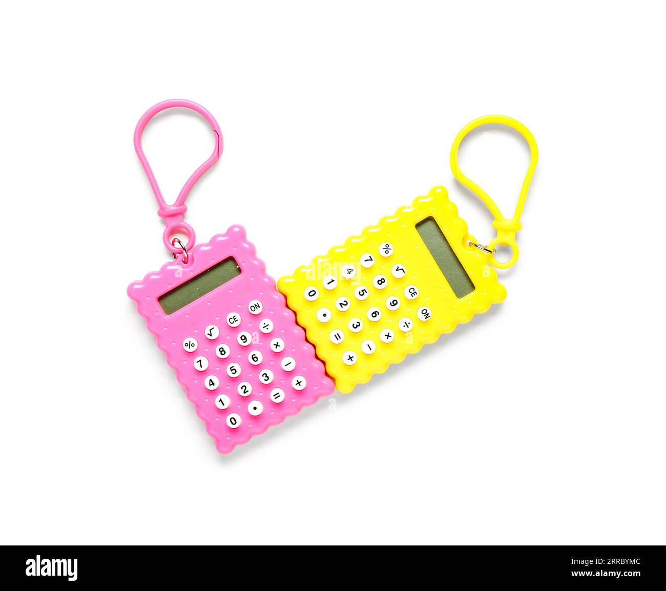 Mini calculators isolated on white background Stock Photo - Alamy