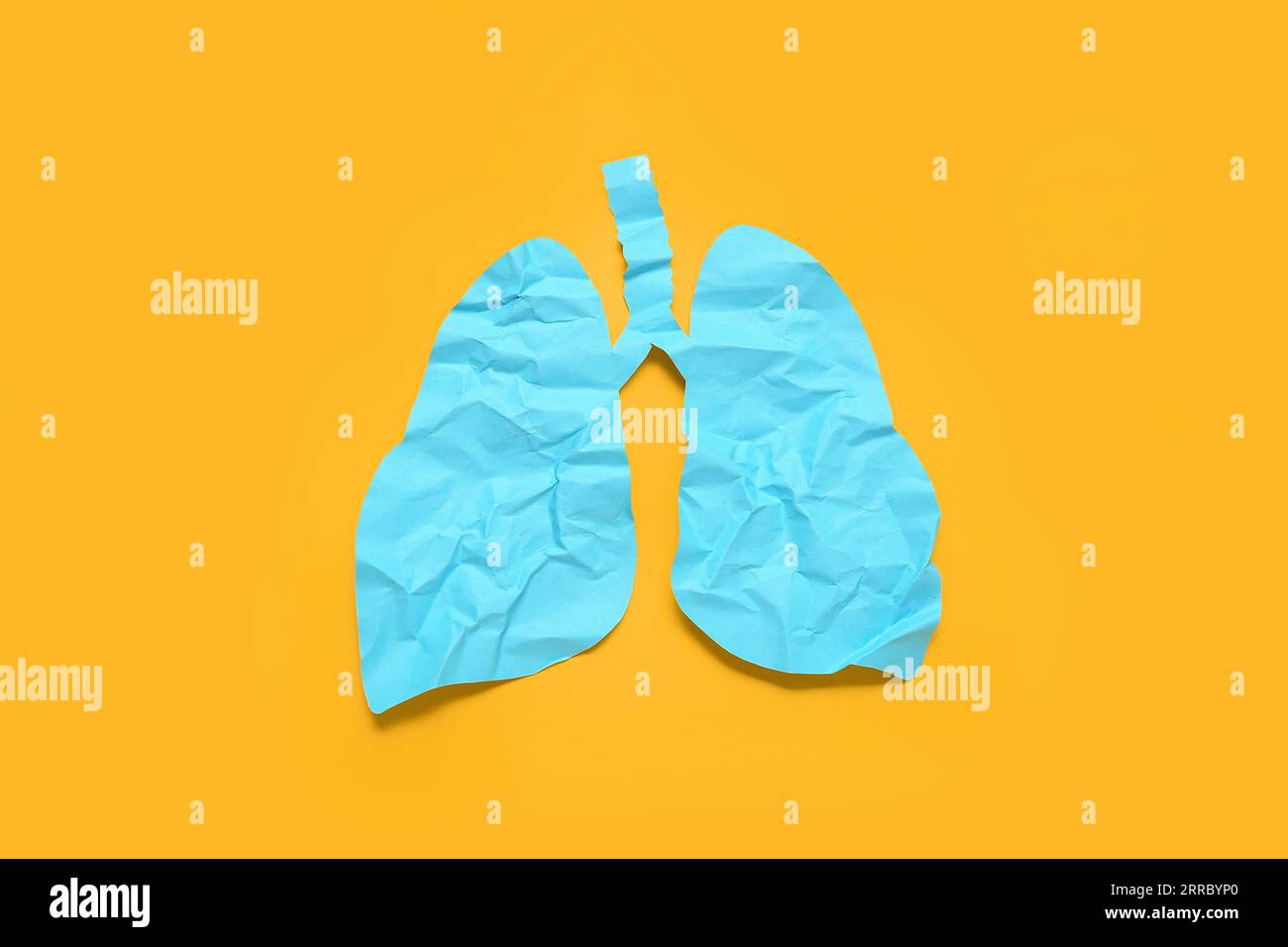 Crumpled paper lungs on orange background. Lung cancer concept Stock ...