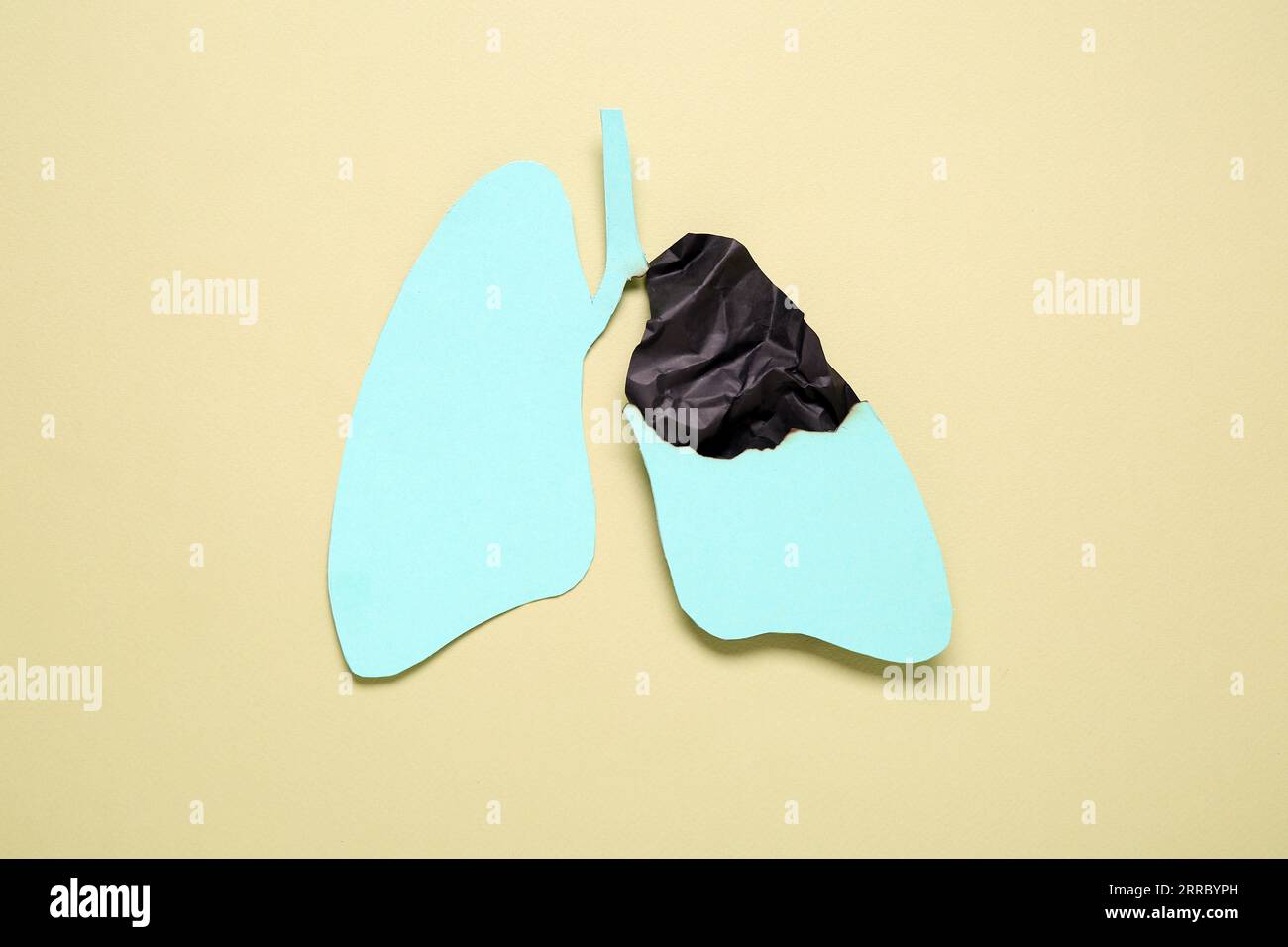 Diseased paper lungs on beige background. Lung cancer concept Stock ...