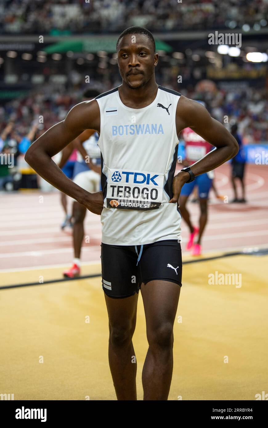 Letsile Tebogo of Botswana competing in the men’s 200m final on day 7 ...