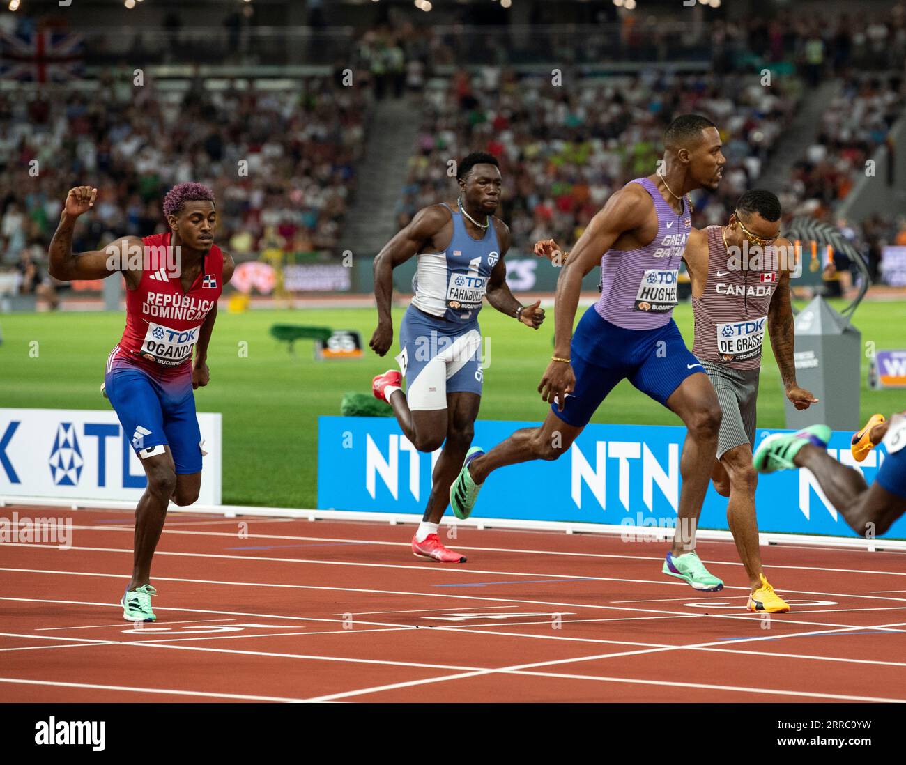 Zharnel Hughes of GB & NI competing in the men’s 200m final on day 7 of ...