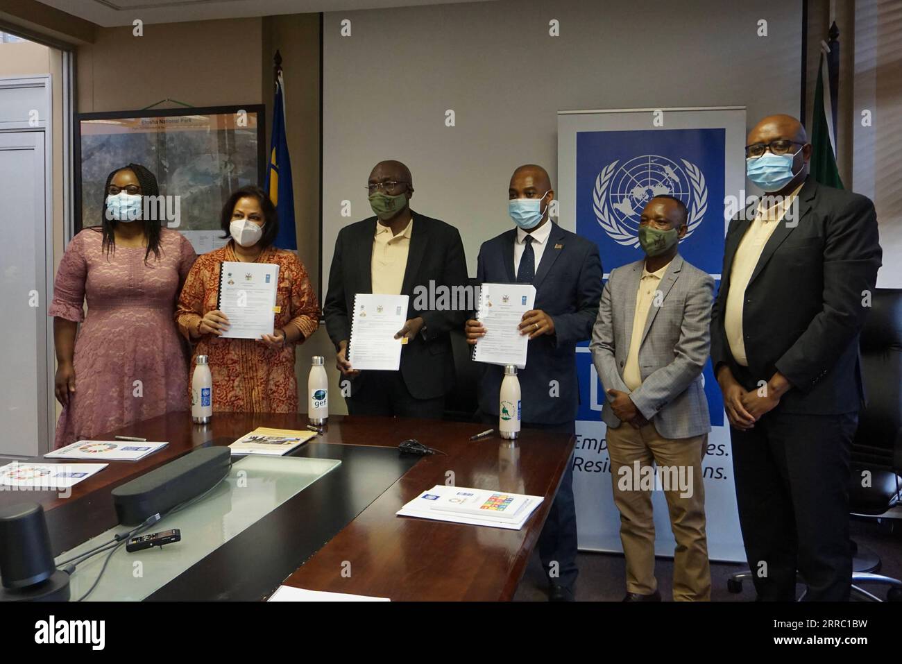 211012 -- WINDHOEK, Oct. 12, 2021 -- Representatives pose for a photo ...