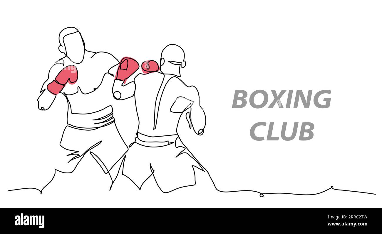 Boxing men vector illustration. One continuous line art drawing of ...