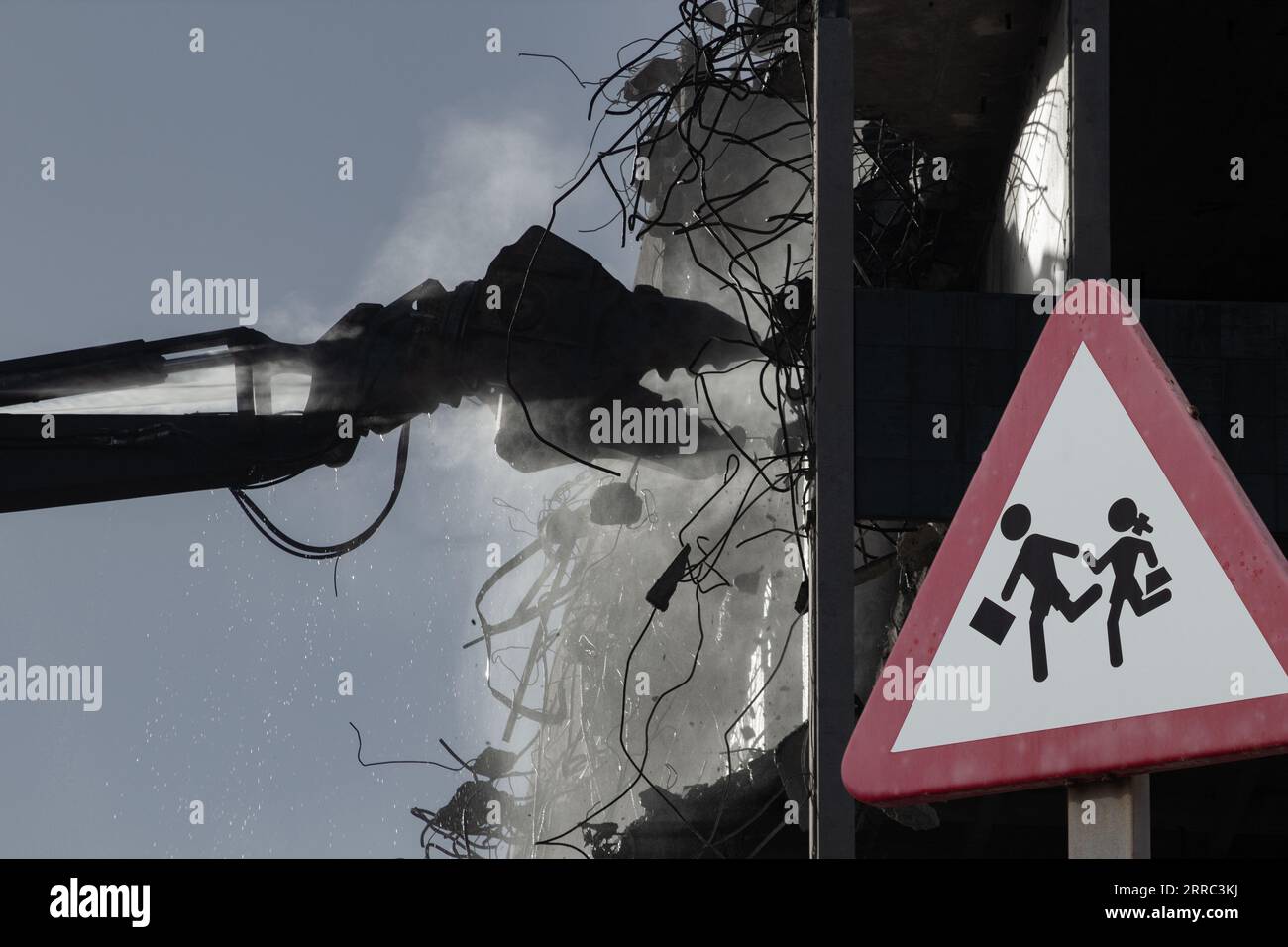 Composite concept image depicting problems with unsafe, weak, crumbling ...