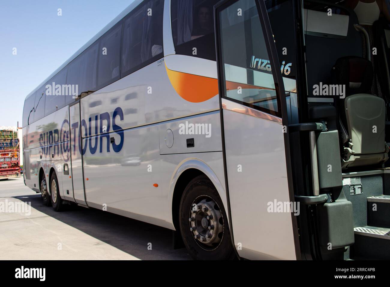 Marrakech, Morocco - August 28, 2023 People traveling in a Supratours ...