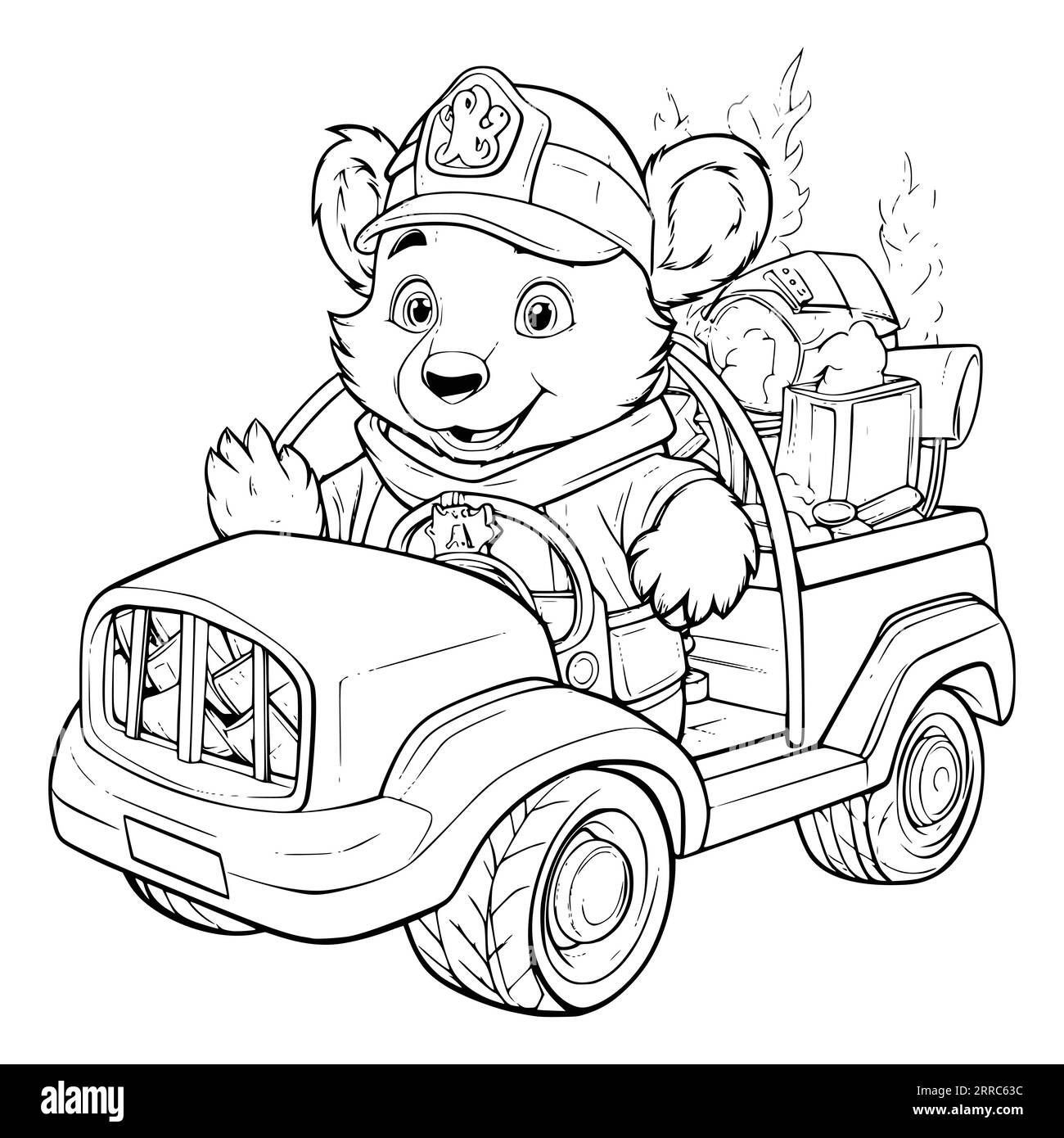 Bear Driving Firetruck Coloring Page For Kids Stock Vector Image & Art ... Bear Driving Firetruck Coloring Page For Kids Stock Vector Image & Art ...