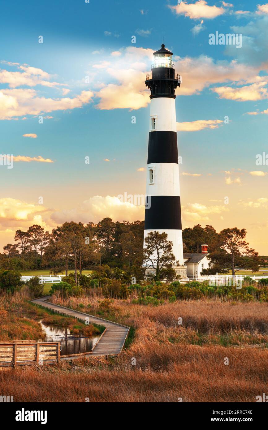 The Bodie Island Light Station in the Outer Banks of North Carolina ...