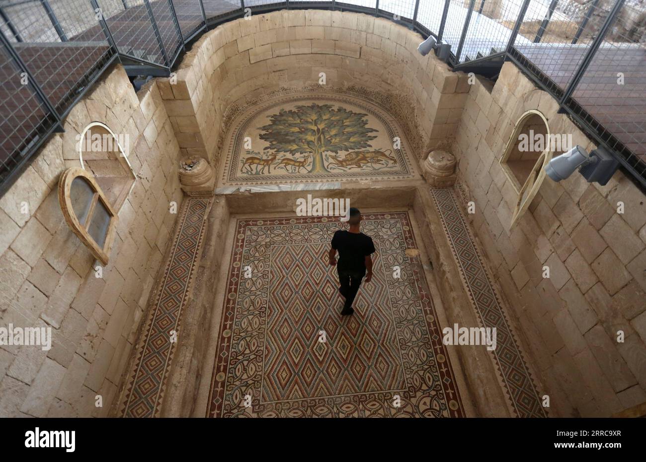 211028 -- JERICHO, Oct. 28, 2021 -- A Palestinian worker stands on ...