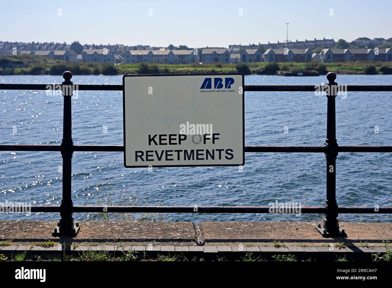 Keep off Revetments sign, Barry docks Sept 2023 Stock Photo - Alamy