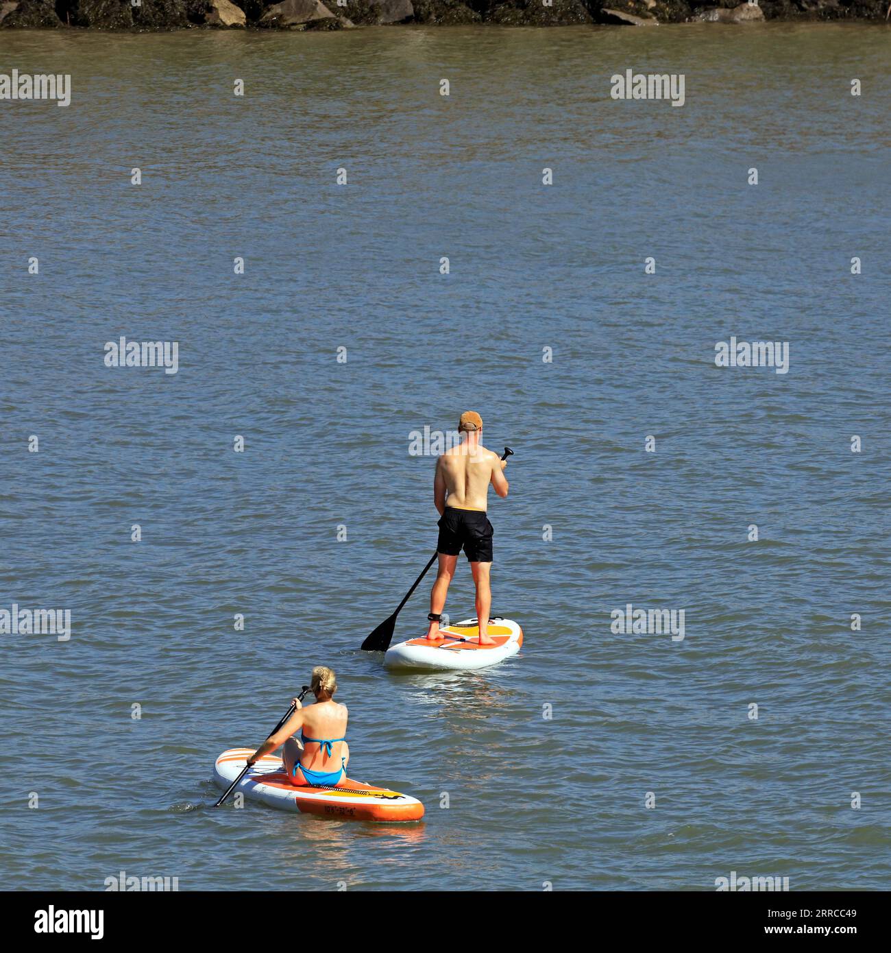 Stand up paddle borders, Jackson's Bay, Barry Island Sept 2023. cym ...