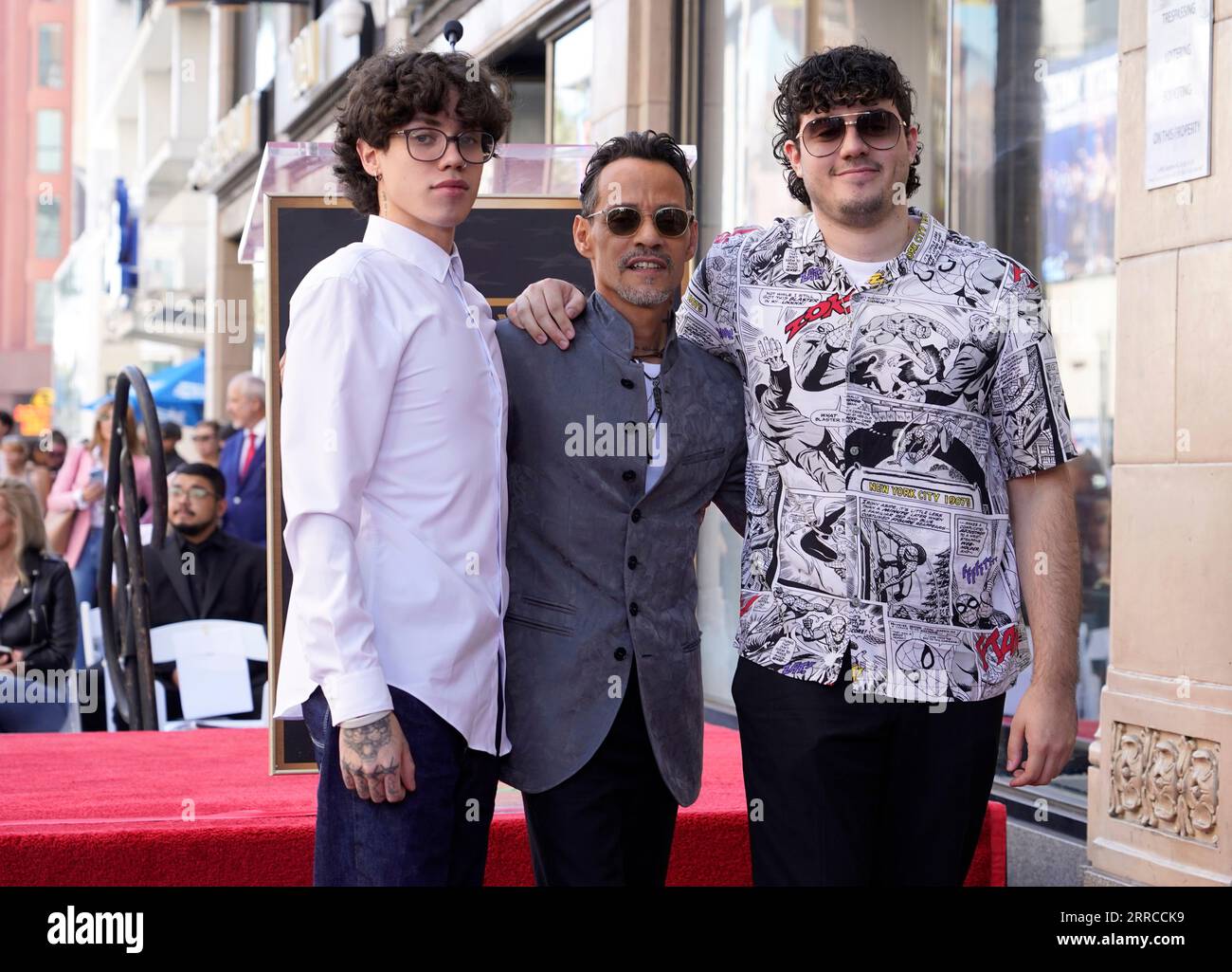 Ryan Muniz, from left, Marc Anthony, and Cristian Muniz attend a ...