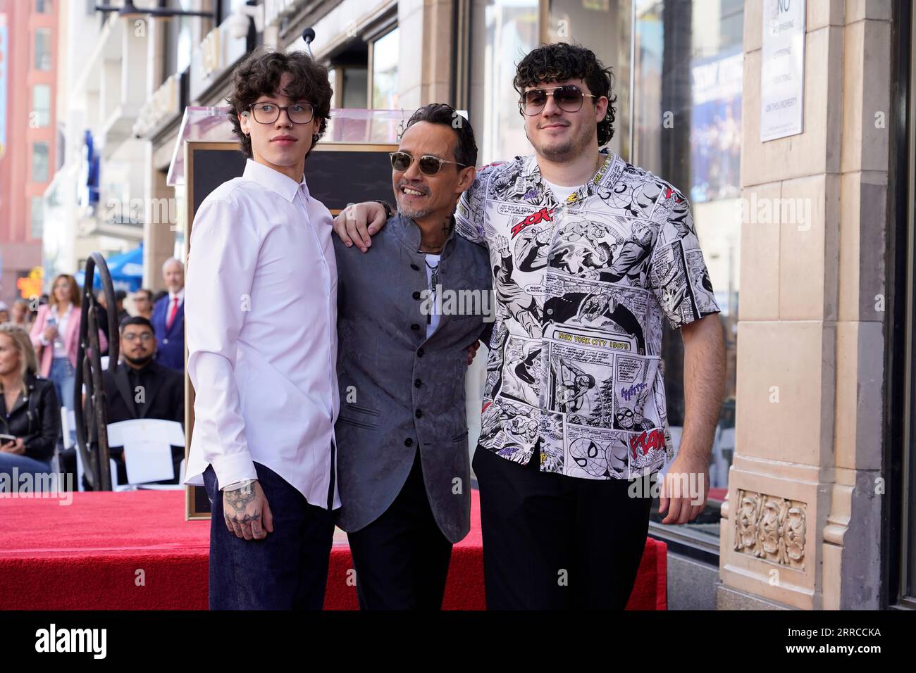 Ryan Muniz, from left, Marc Anthony, and Cristian Muniz attend a ...