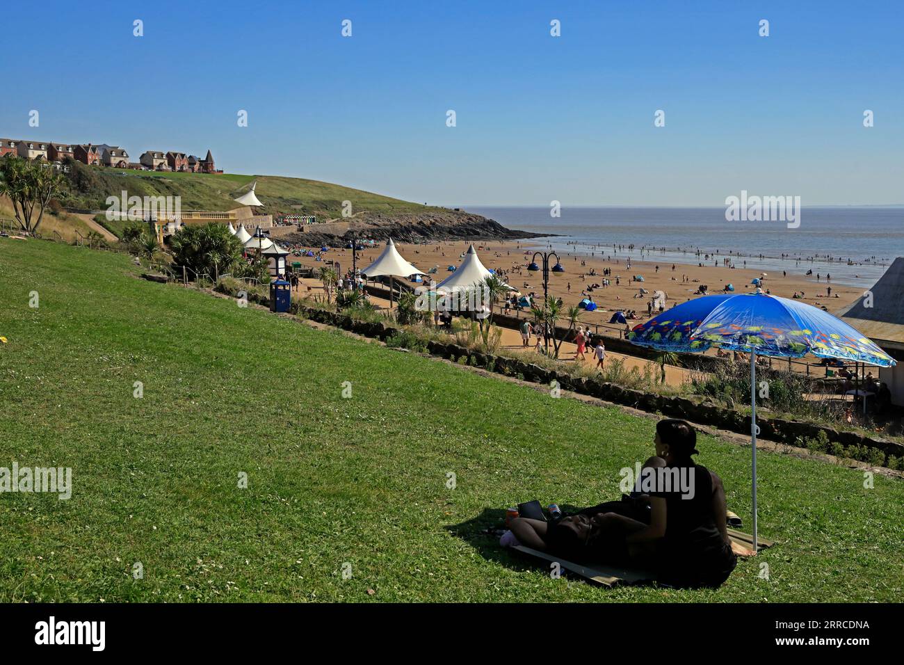 View across Whitmore Bay, Barry Island on the hottest day of the year ...