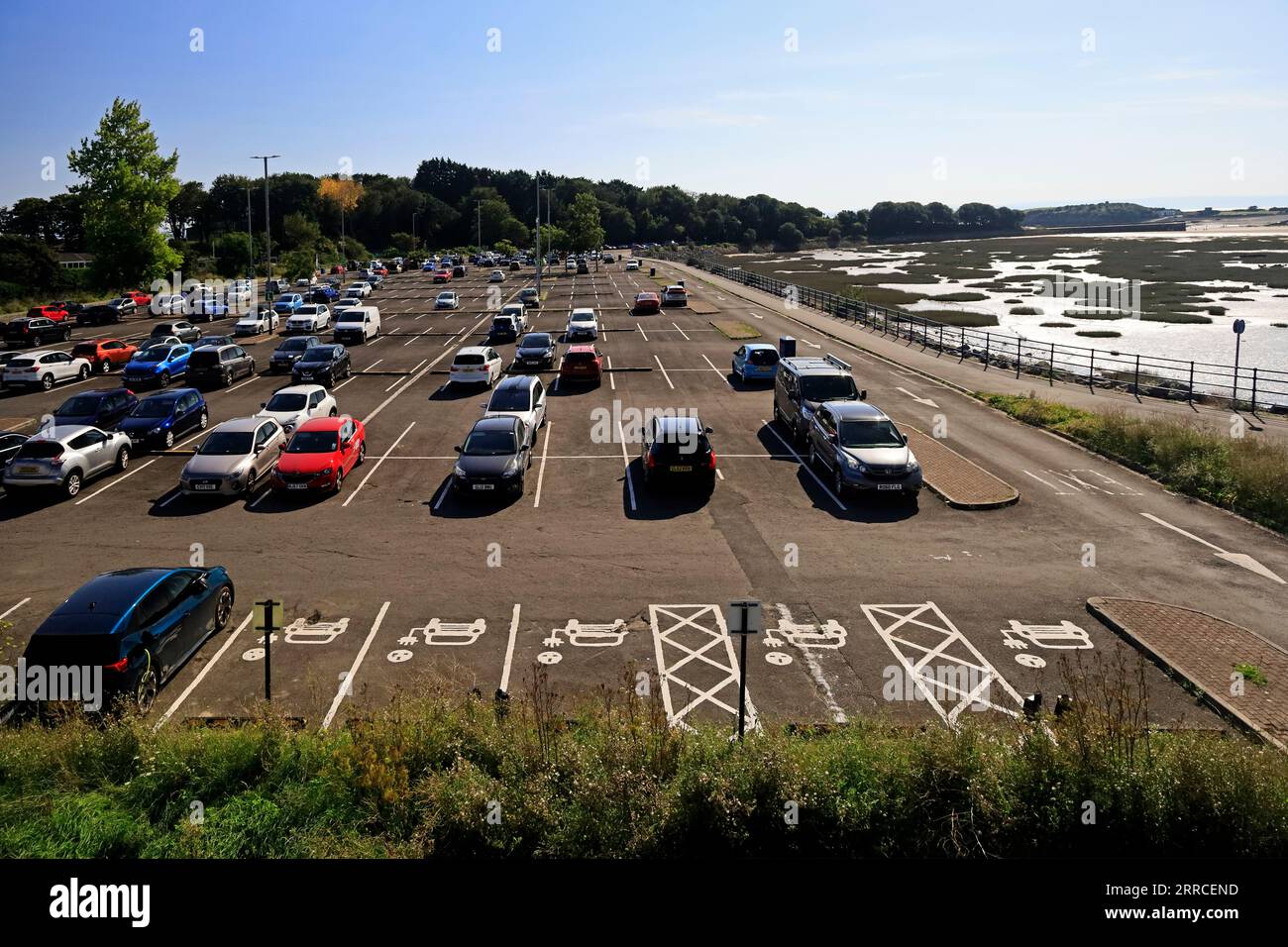 Barry Island large car park and view across Barry Harbour. Sept 2023 ...
