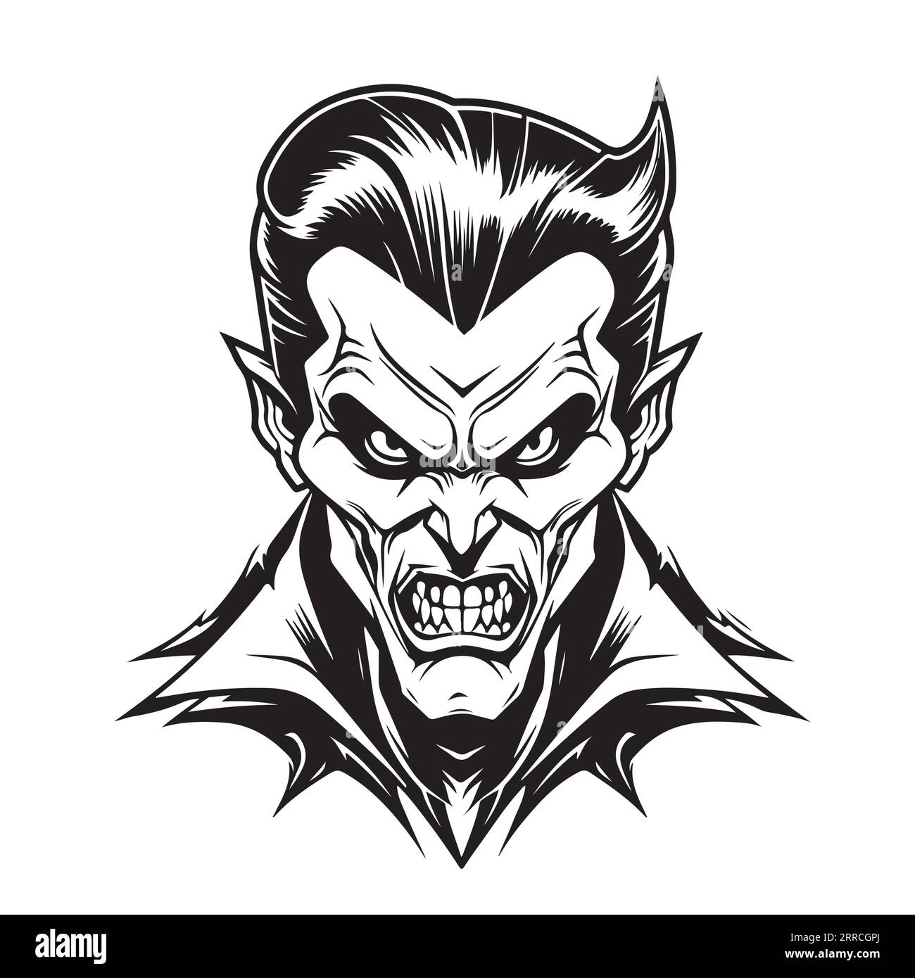 Vampire head cartoon sketch hand drawn Halloween Vector Stock Vector ...