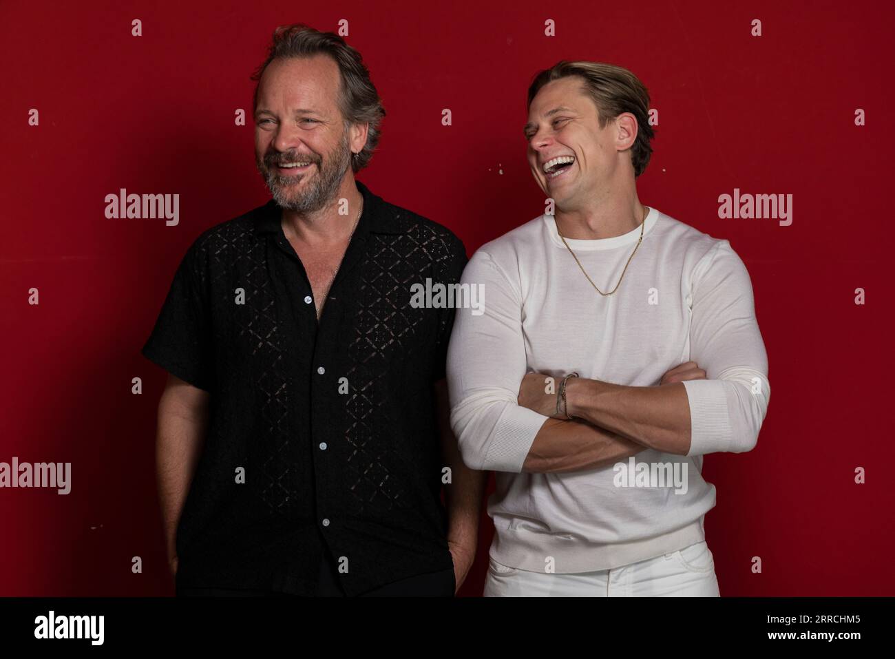 Peter Sarsgaard, left, and Billy Magnussen pose for portraits to ...