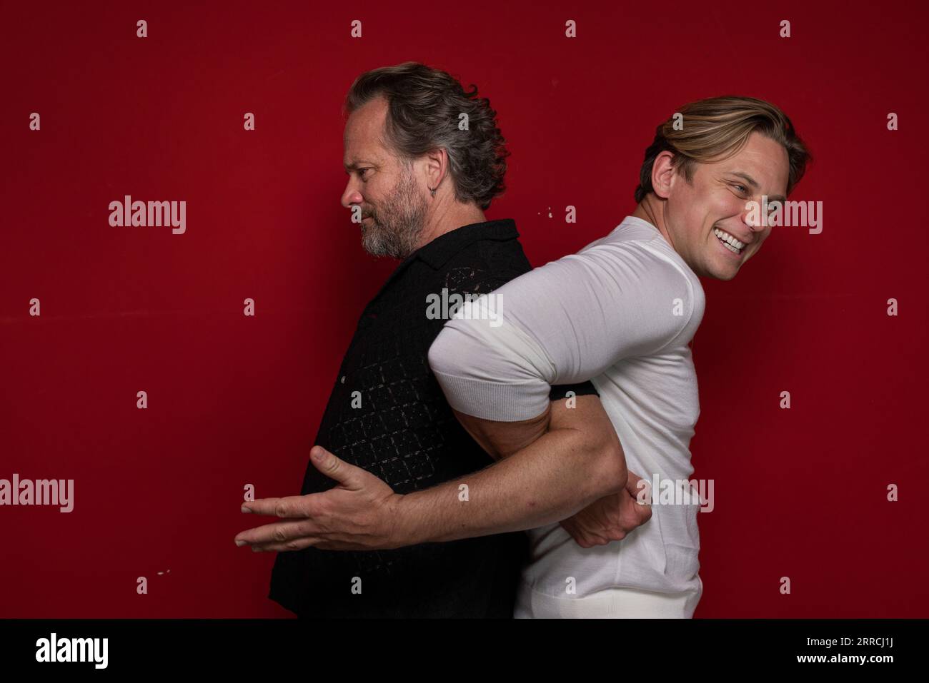 Peter Sarsgaard, left, and Billy Magnussen pose for portraits to ...
