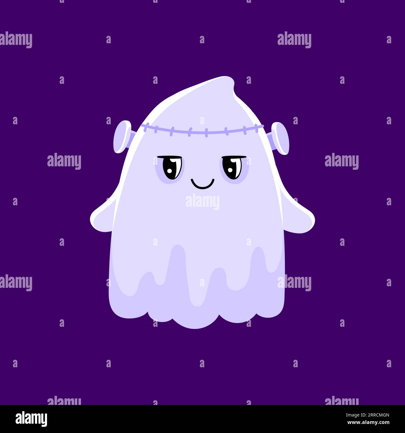 Cartoon cute Halloween kawaii ghost as Frankenstein monster, vector ...