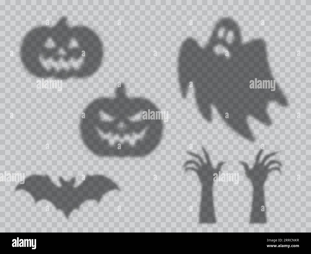 Halloween shadow overlay with pumpkin monsters, ghosts and and dead ...
