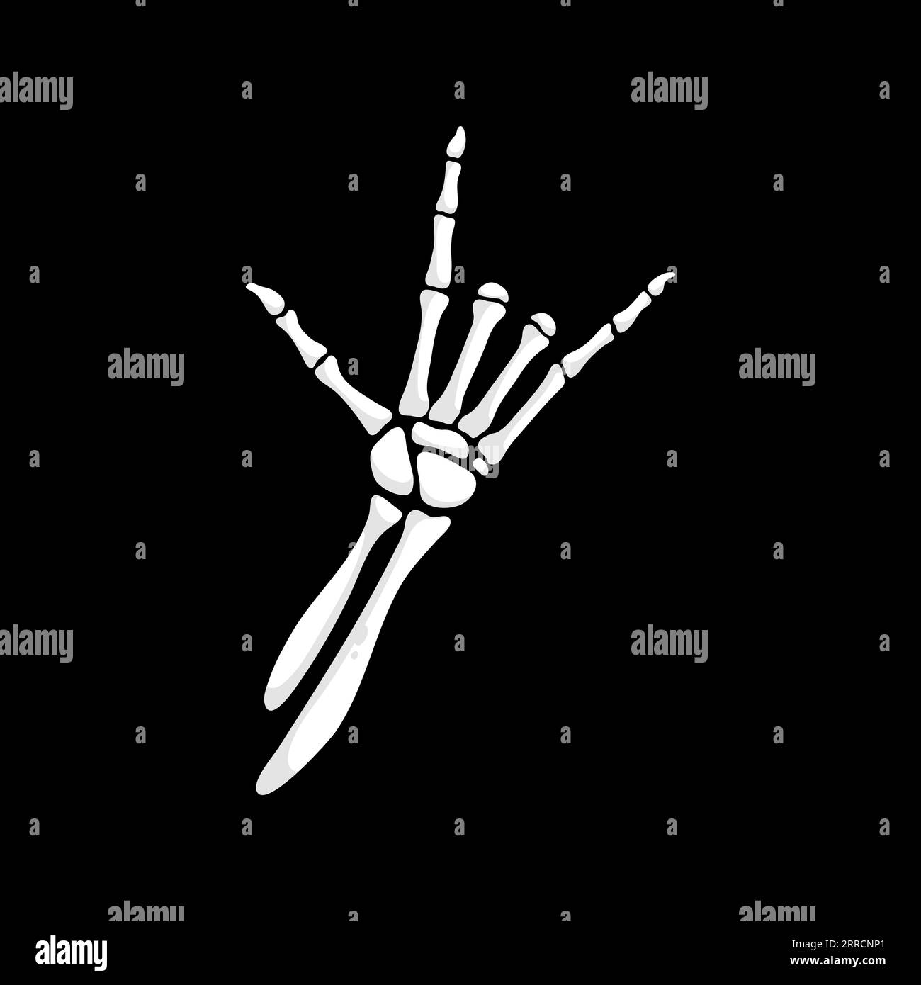 Skeleton hand making rock or devil horns gesture gesture, with bony ...