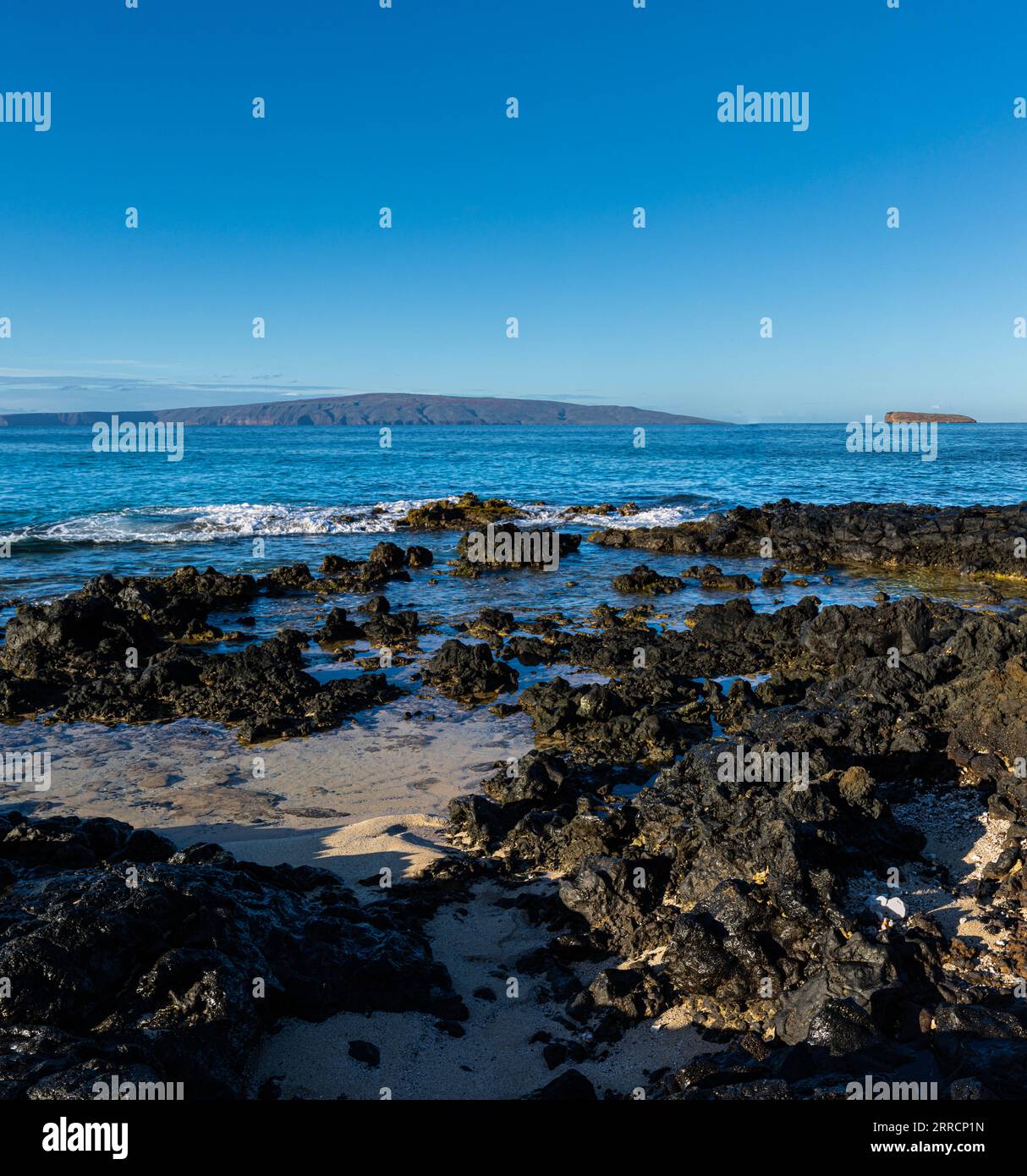 Tide Pools on Lava at Little Beach With Kaho'olawe Island on The ...