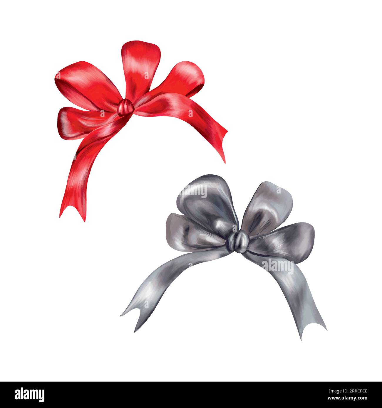 Beautiful red and gray bows. Ribbon vector illustration. Design element ...