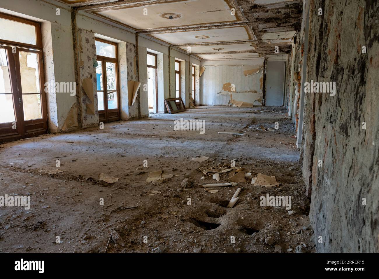 Georgia Tskaltubo abandoned soviet luxury sanatory buildingholed room ...