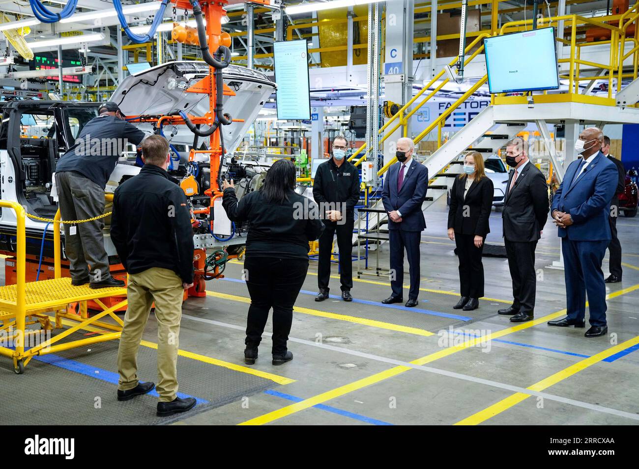 STYLELOCATIONU.S President Joe Biden is given a tour of the electric ...
