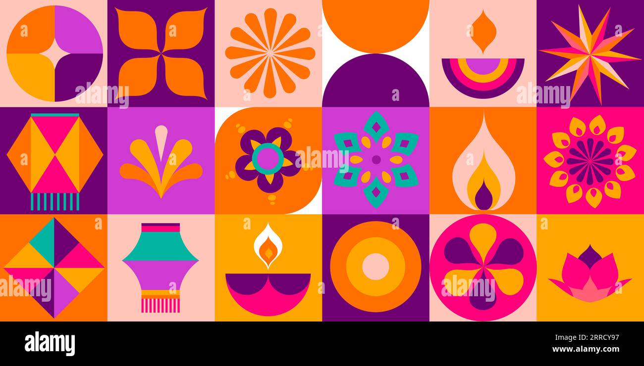 Happy Diwali, festival of light. Modern geometric minimalist design ...