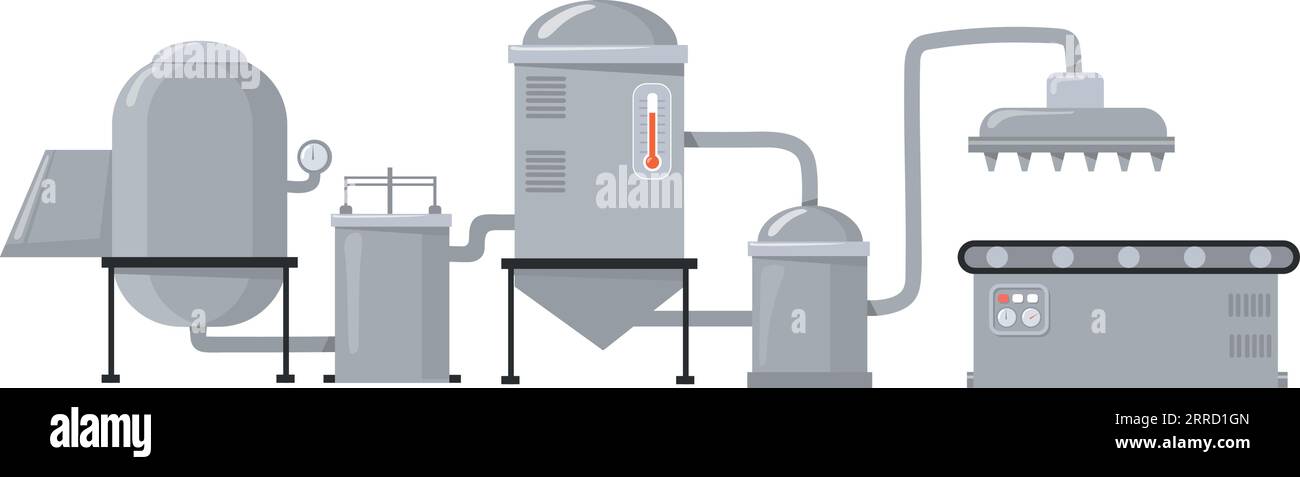 Manufacturing line. Cartoon industry machine. Production conveyor ...