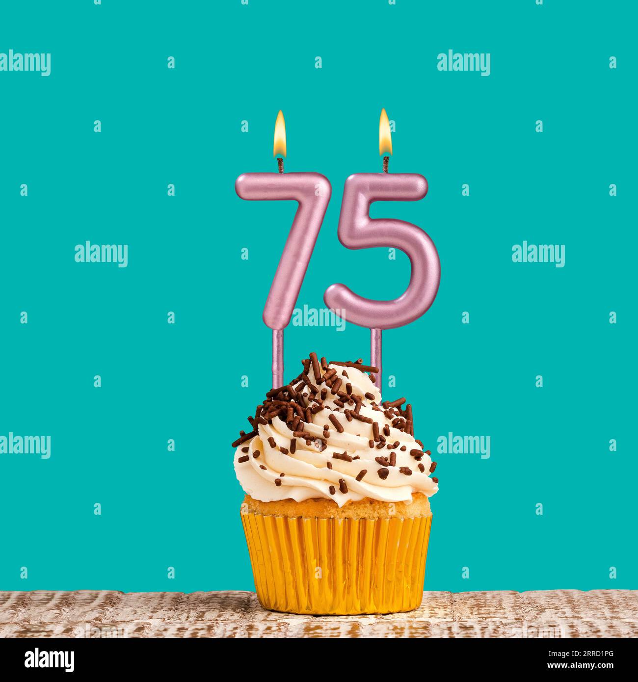 Birthday candle number 75 - Aquamarine card design Stock Photo - Alamy
