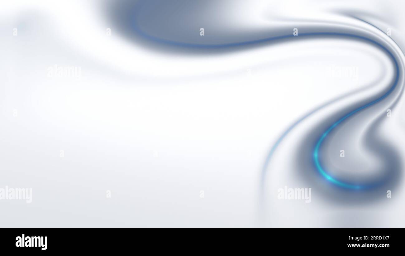 Abstract flowing liquid wavy curved blue and gray shapes on white ...