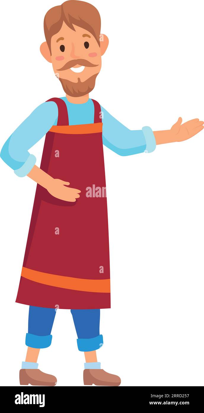 Happy butcher character. Meat market professional worker isolated on ...