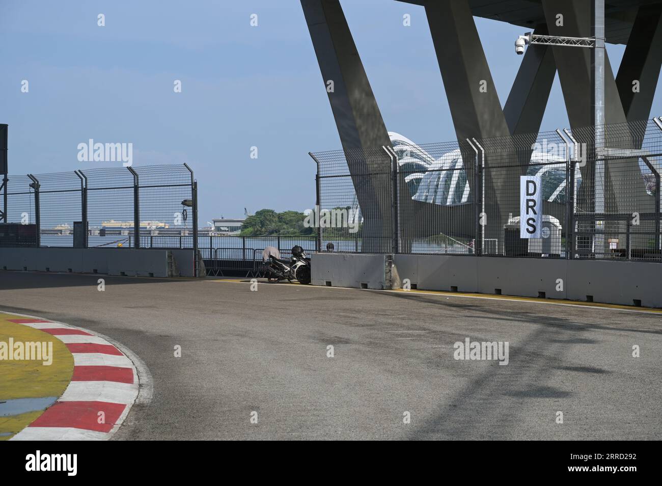 Marina Bay Formula 1 street circuit view, DRS zone sign Stock Photo - Alamy