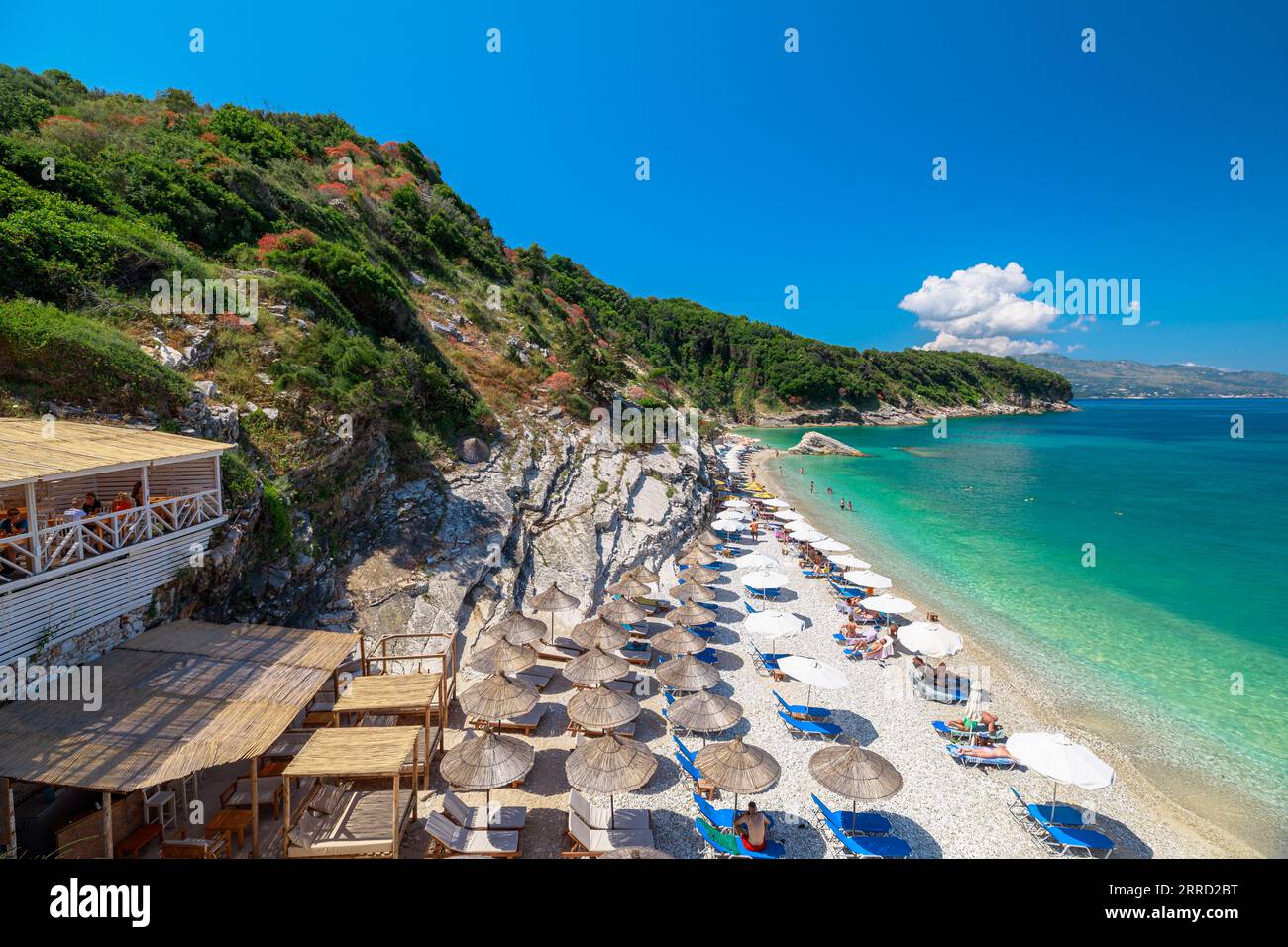 Saranda, Albania - June 6, 2023: Pulebardha Beach in Albania offers ...