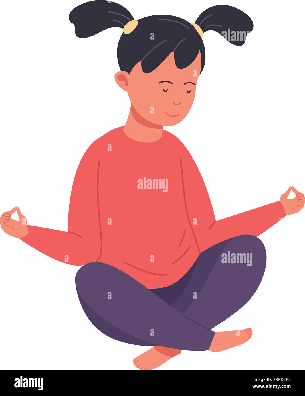 Girl in lotus pose. Kid meditation. Balance exercise isolated on white ...