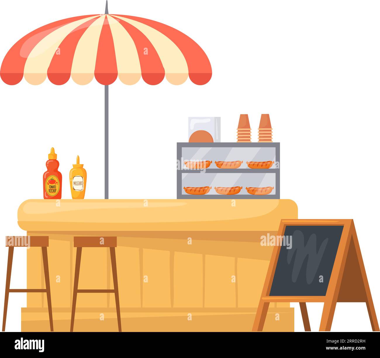 Hot dog stand. Cartoon fast food store isolated on white background ...