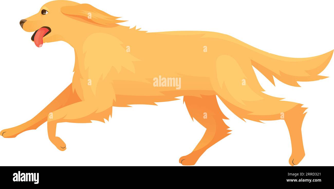 Golden retriever running. Cheerful dog cartoon character isolated on ...