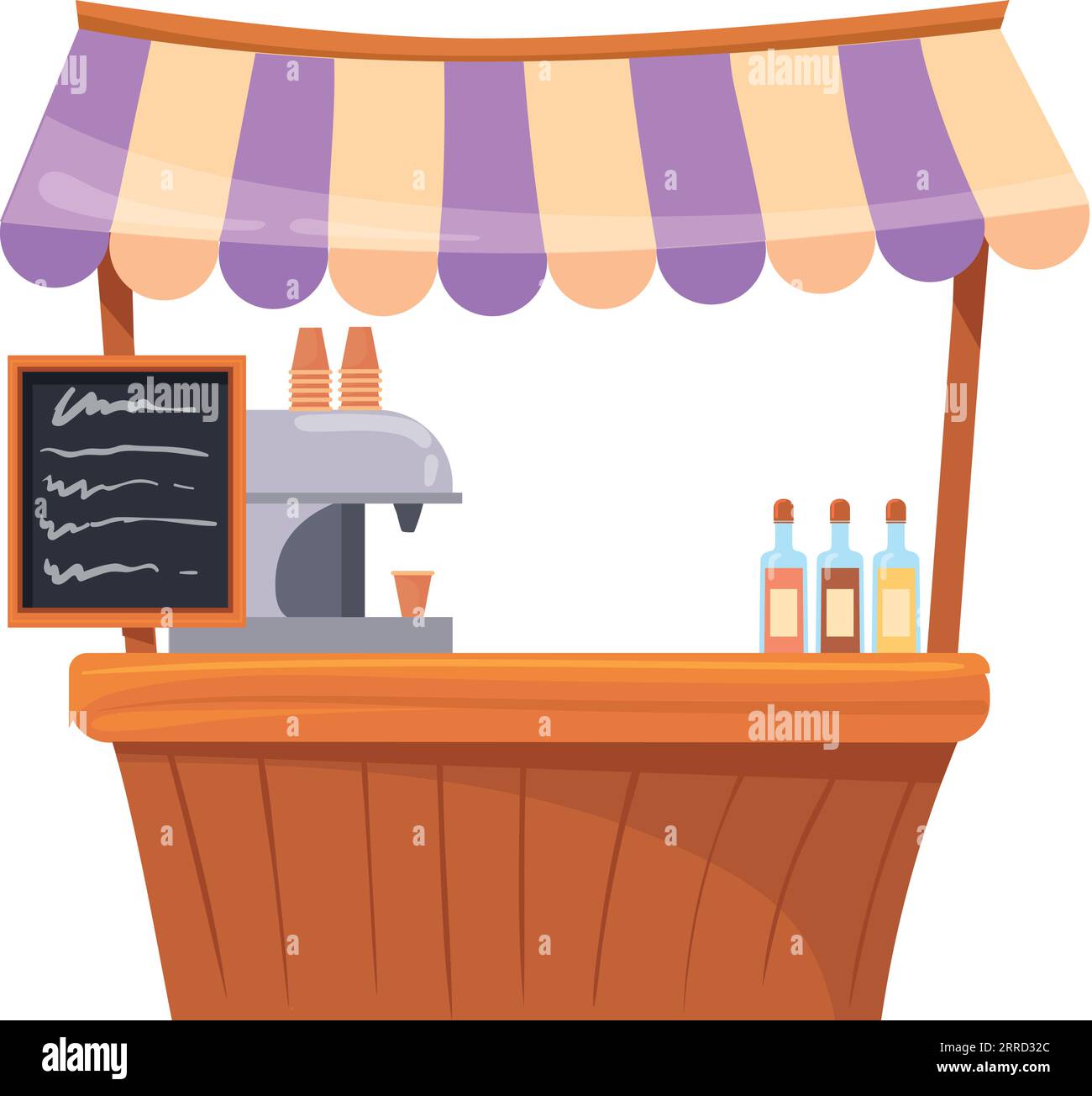 Coffee stand. Cafe street counter cartoon icon isolated on white ...