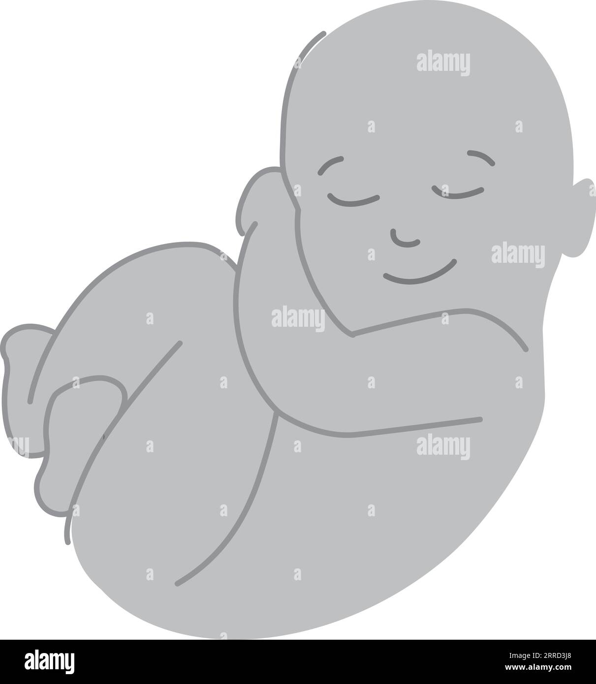 Gray baby logo. Fetus icon. Happy child isolated on white background ...