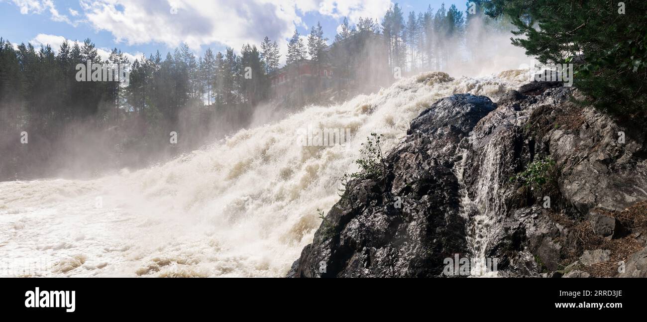 powerful stream during an idle discharge of water against the ...
