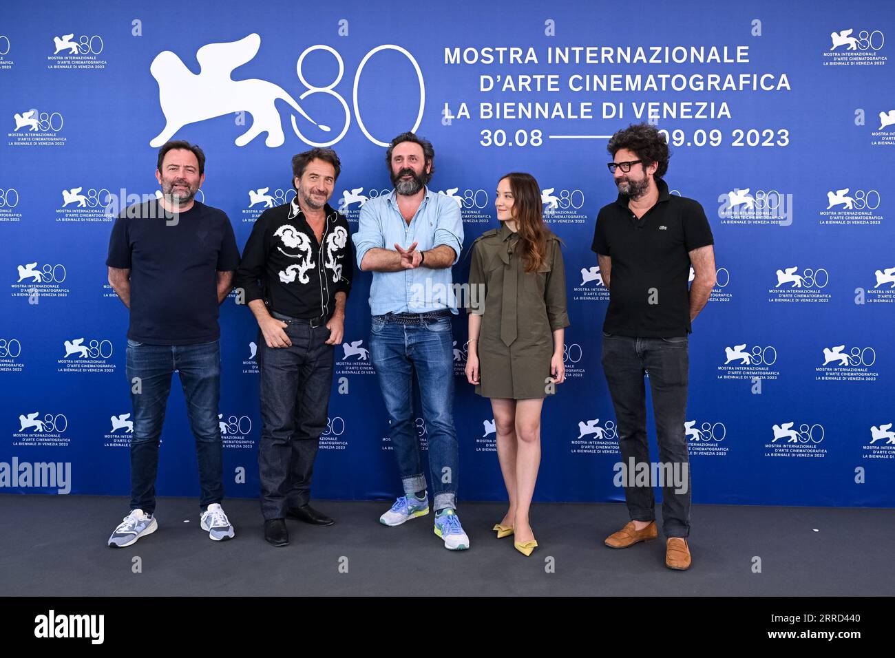 Italy. 07th Sep, 2023. Mathieu Verhaeghe, Edouard Baer, Quentin Dupieux ...