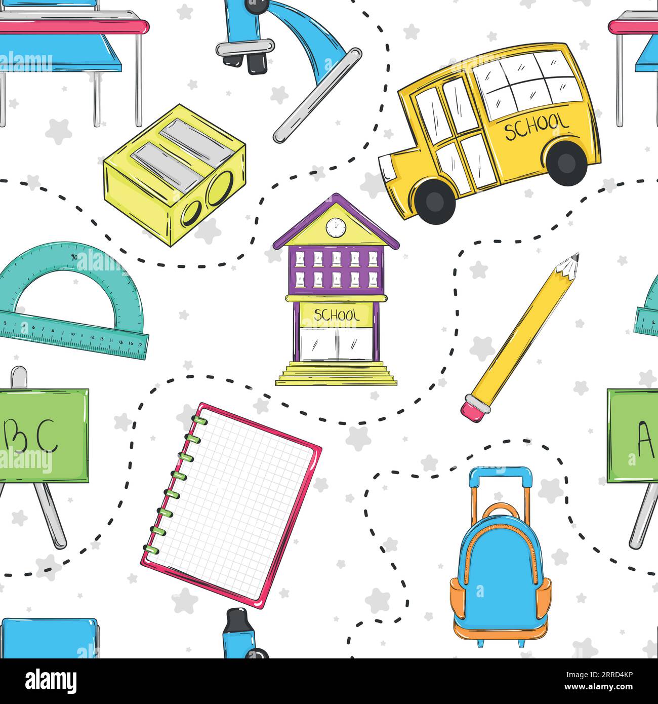 Seamless pattern background with school supply icons Vector Stock ...