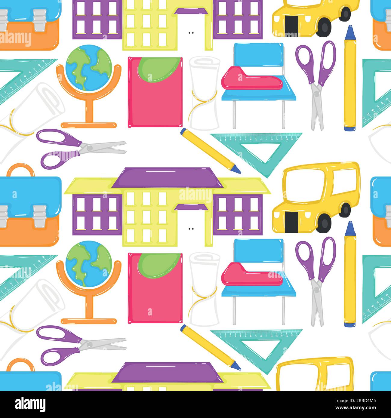 Seamless pattern background with school supply icons Vector Stock ...
