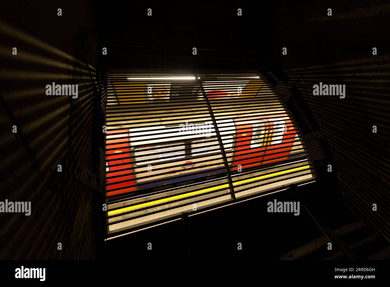 A tube training pulling into the platform - seen from inside an air ...